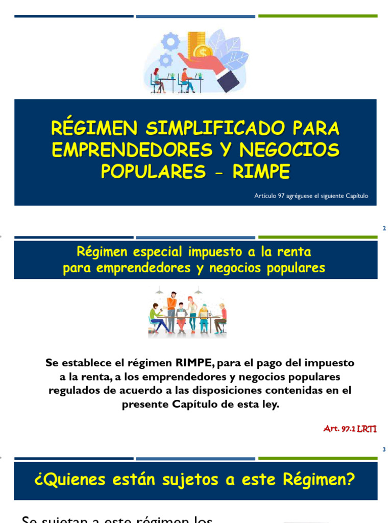 Régimen RIMPE: Emprendedores y Negocios | PDF | Impuestos | Impuesto ...