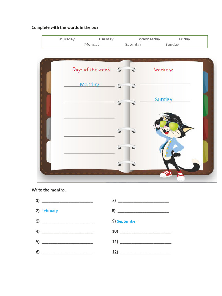 Months and Days of The Week | PDF