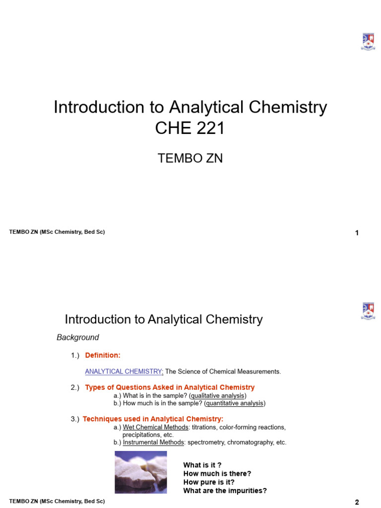 Introduction to Analytical Chemistry Techniques | PDF | Parts Per ...