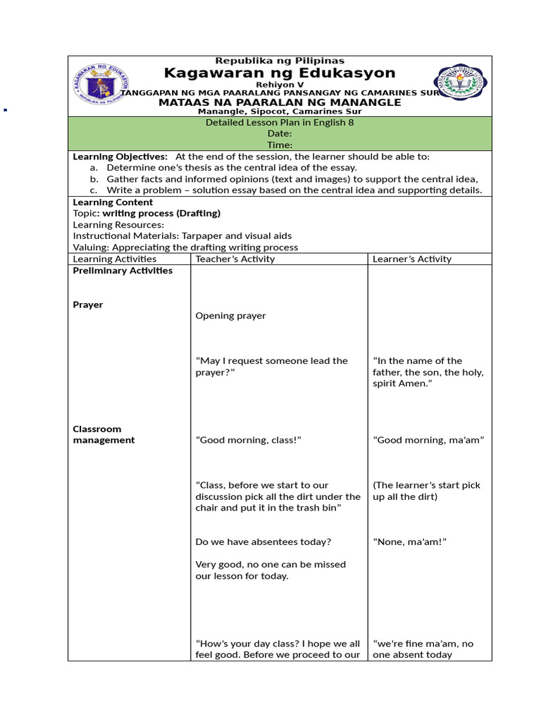 DLP Ma'am Mylen 3RD Day Drafting-1 | PDF | Learning | Human Communication