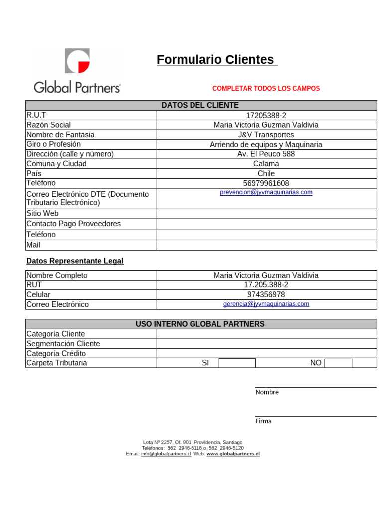 Ficha Creación de Clientes | PDF