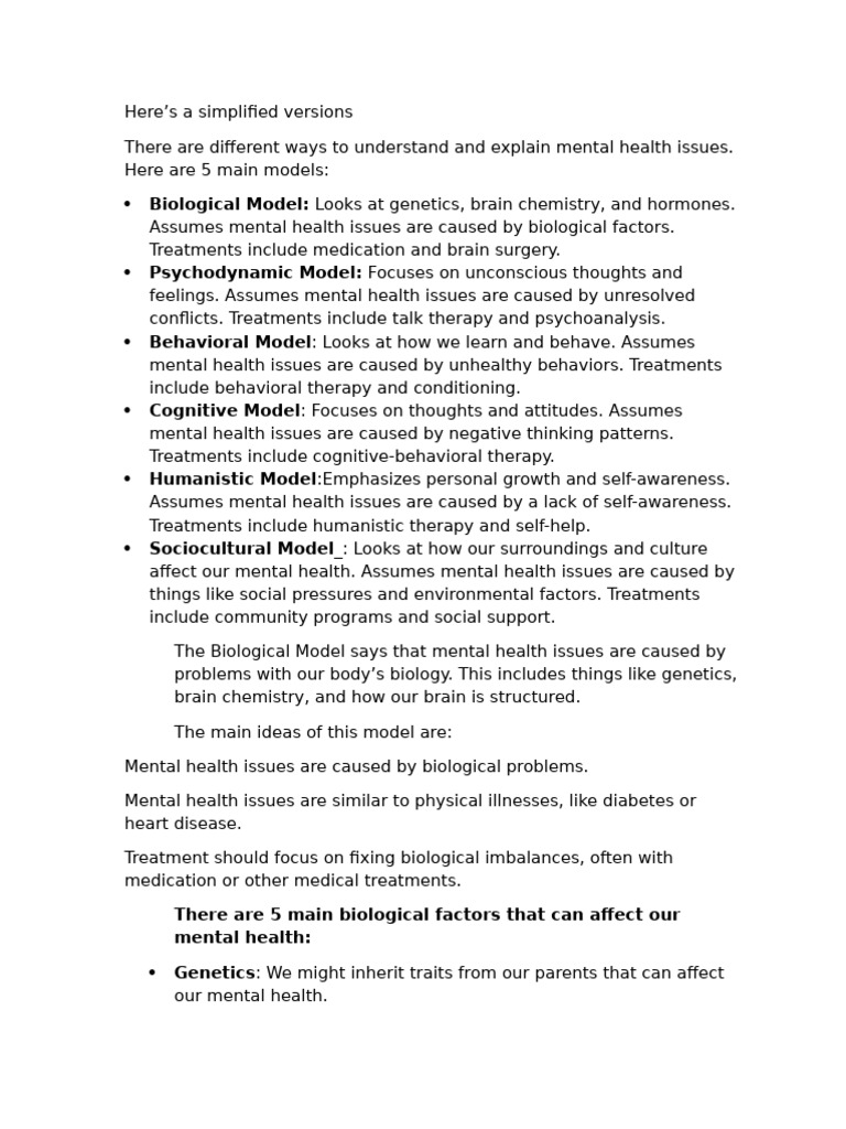 Understanding the Biological Model in Psychology | PDF | Psychodynamics ...