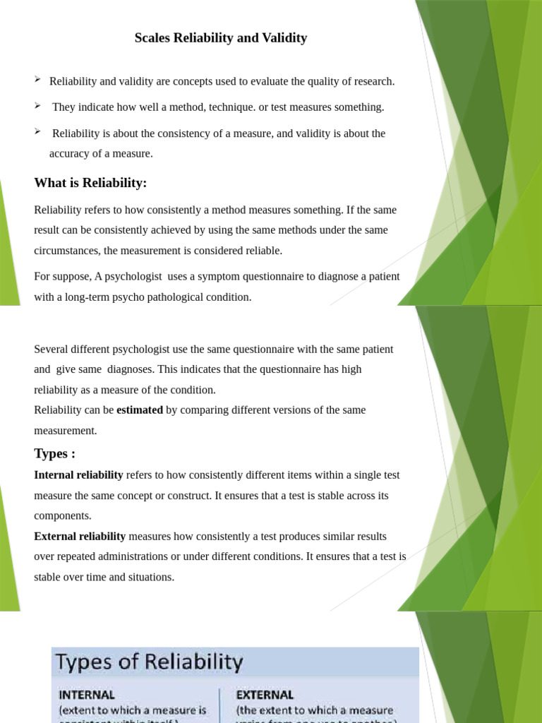 Scales Reliability and Validity | PDF | Validity (Statistics) | Psychometrics