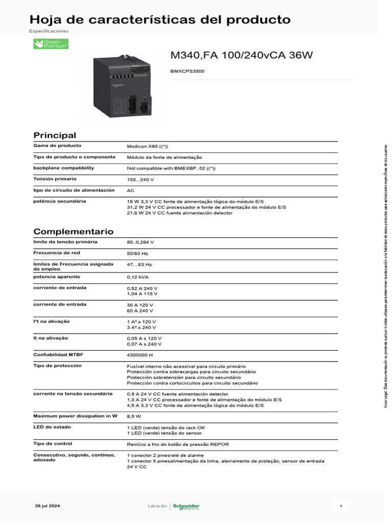 Schneider Electric - Módulos-Modicon-x80 - BMXCPS3500 | PDF ...
