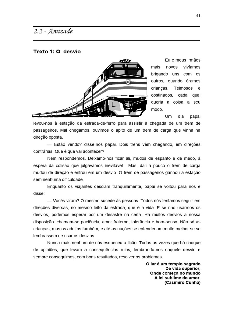 Editado - Atividade Ensino Religioso Texto O Desvio. | PDF | Trem | Amor