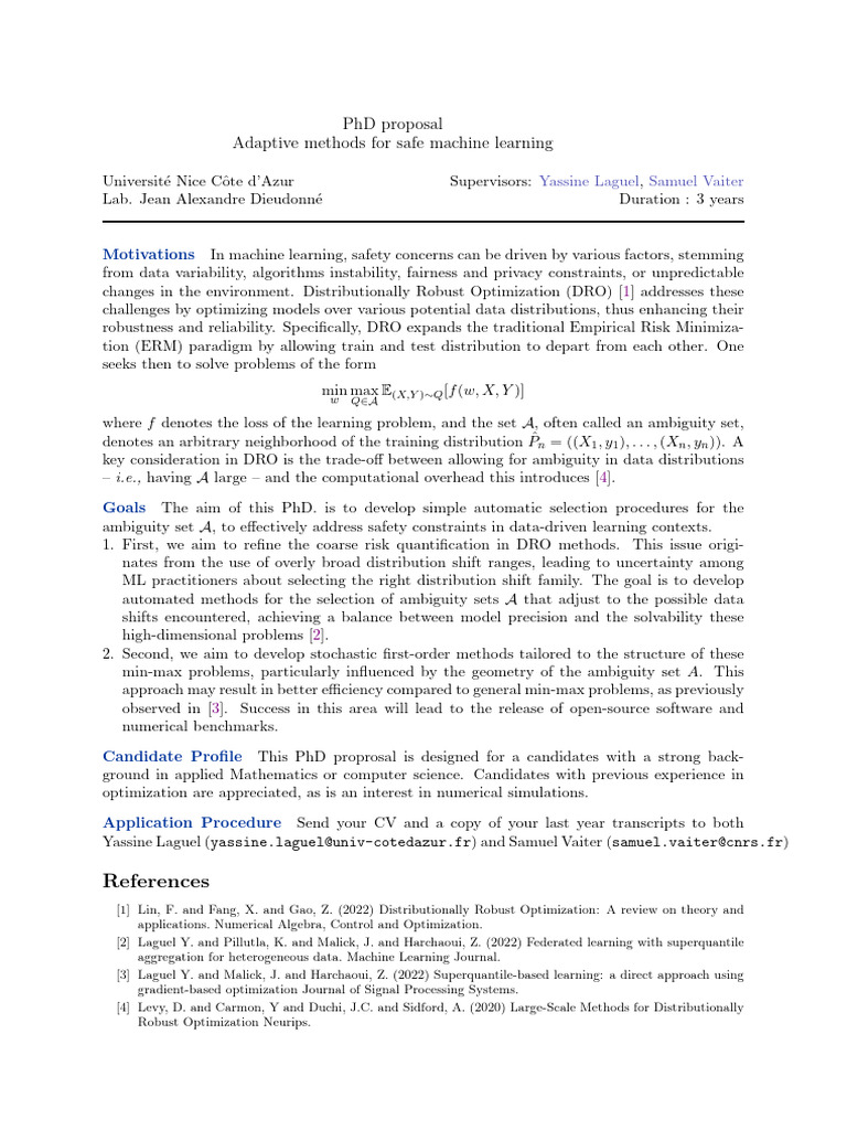 Adaptive Methods For Safe Machine Learning Samuel Vaiter | PDF | Machine Learning | Mathematical ...