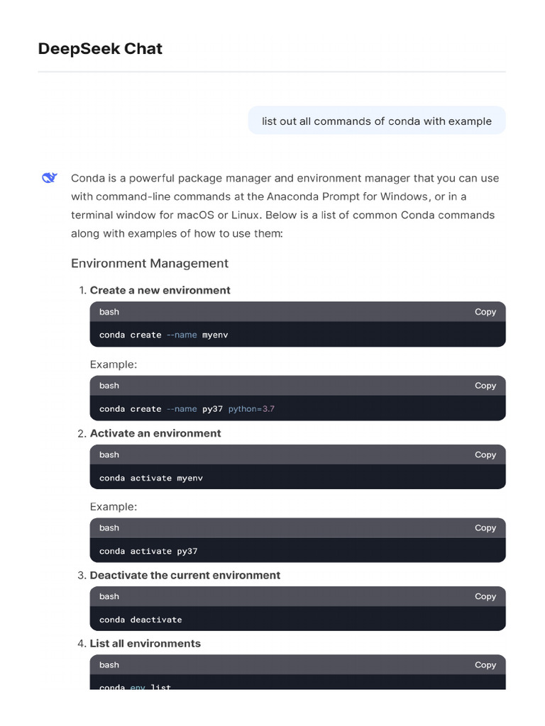 Conda Commands Deepseek | PDF