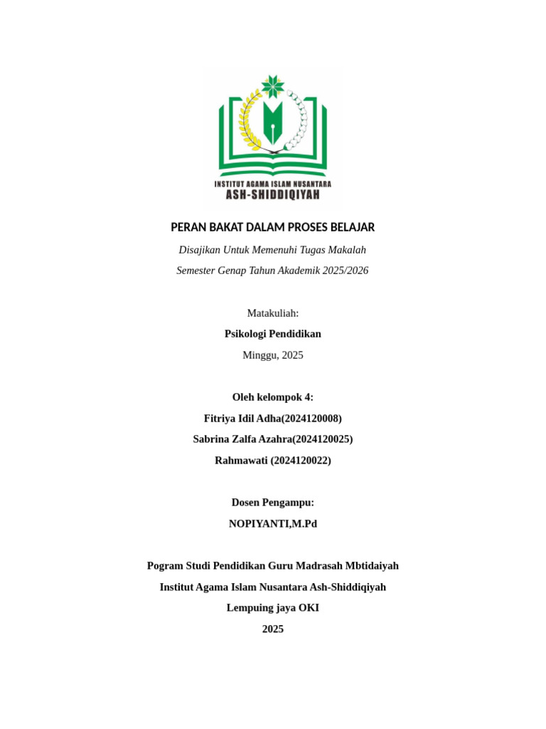 PERAN BAKAT DALAM PROSES BELAJAR kel 04 | PDF