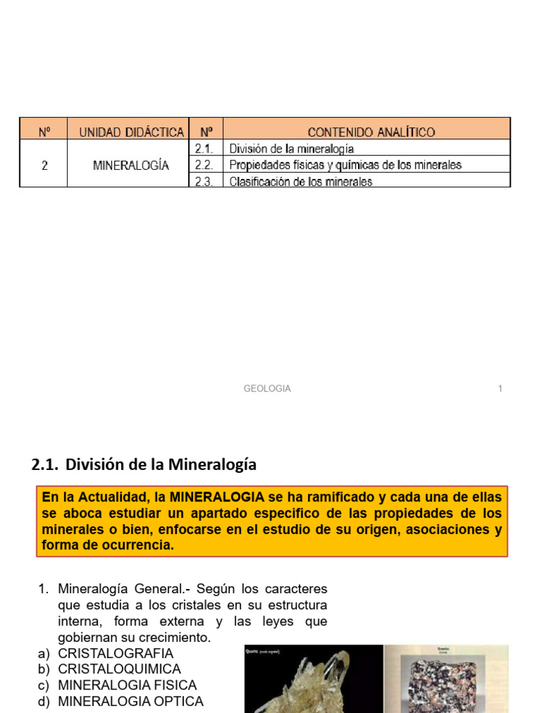 TEMA 2_MINERALOGIA (1) | PDF | Mineralogía | Minerales