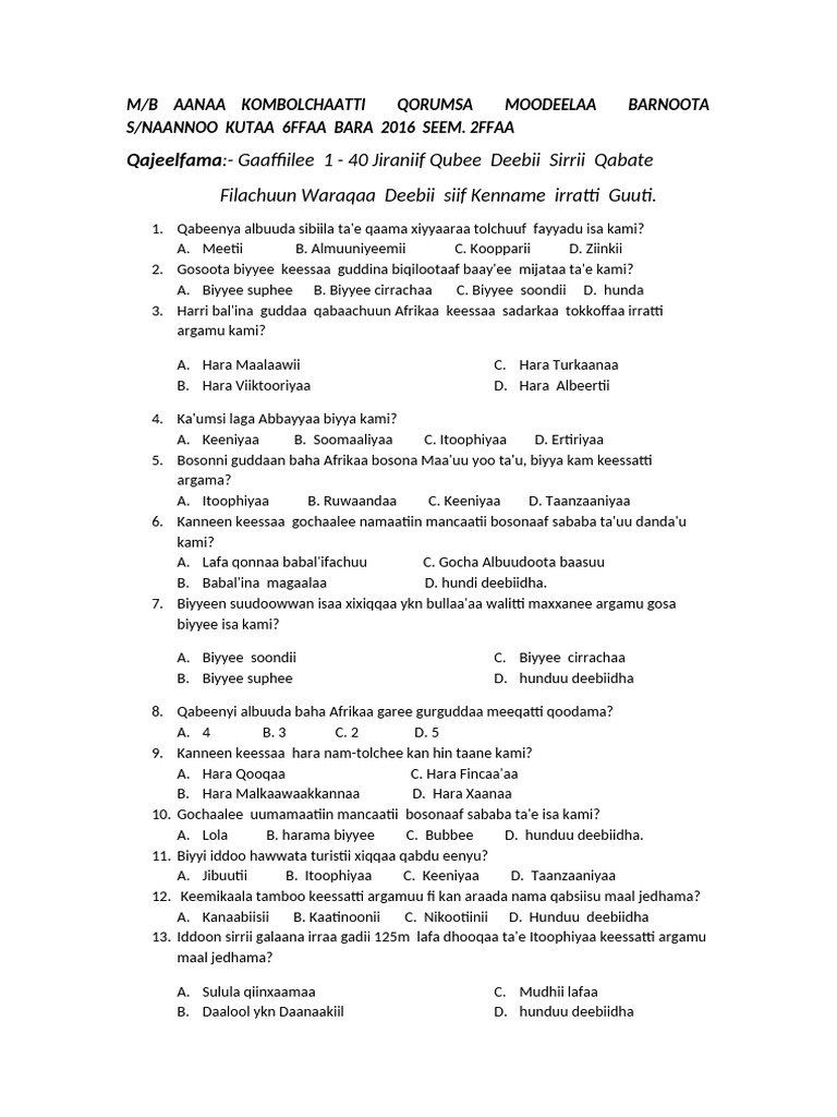 Saayinsii Naannoo Kutaa 6 | PDF