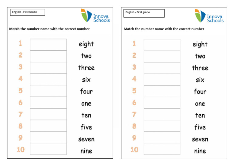 Match The Numbers Name | PDF