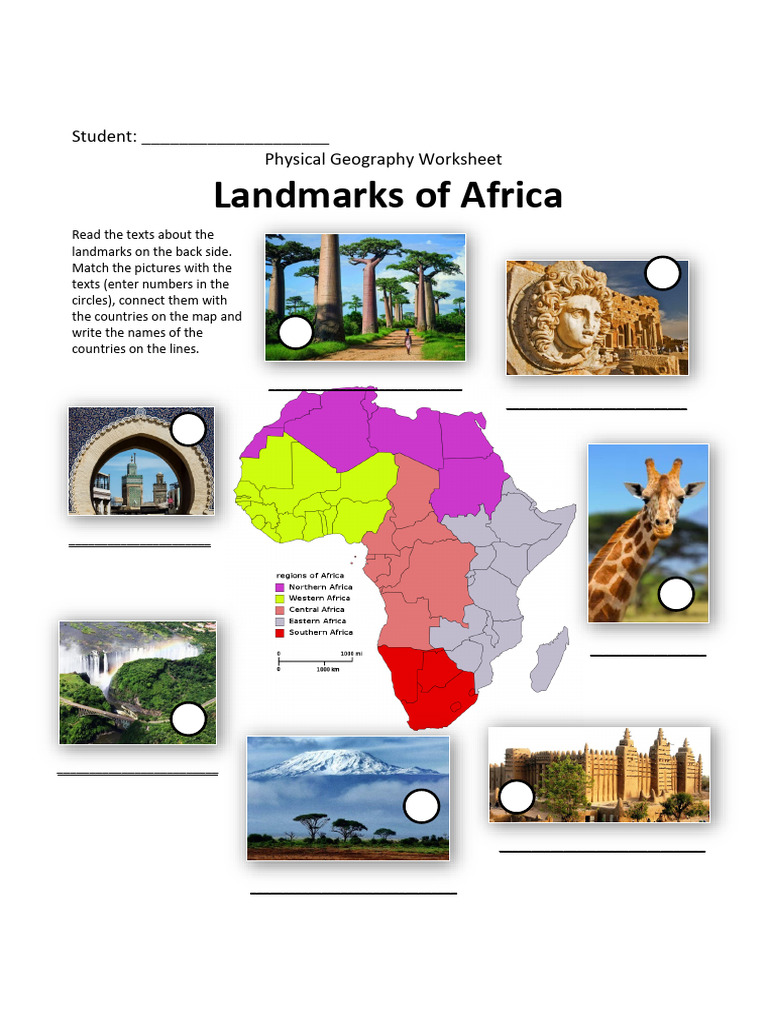 African Landmarks Geography Worksheet | PDF