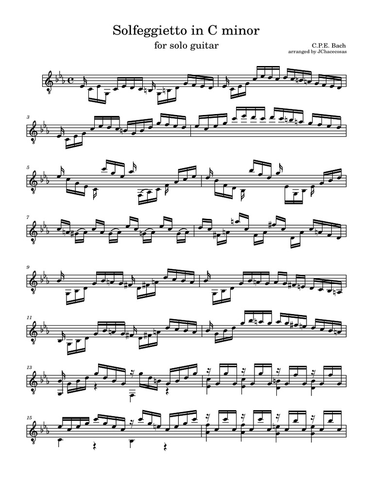 C.P.E. Bach Solfeggietto for Guitar | PDF | Baroque Music | Musical ...