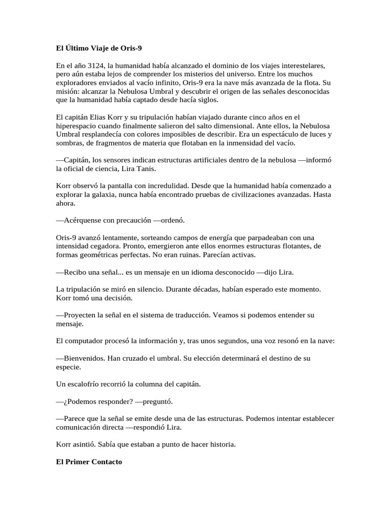 El Último Viaje de Oris-9 | PDF