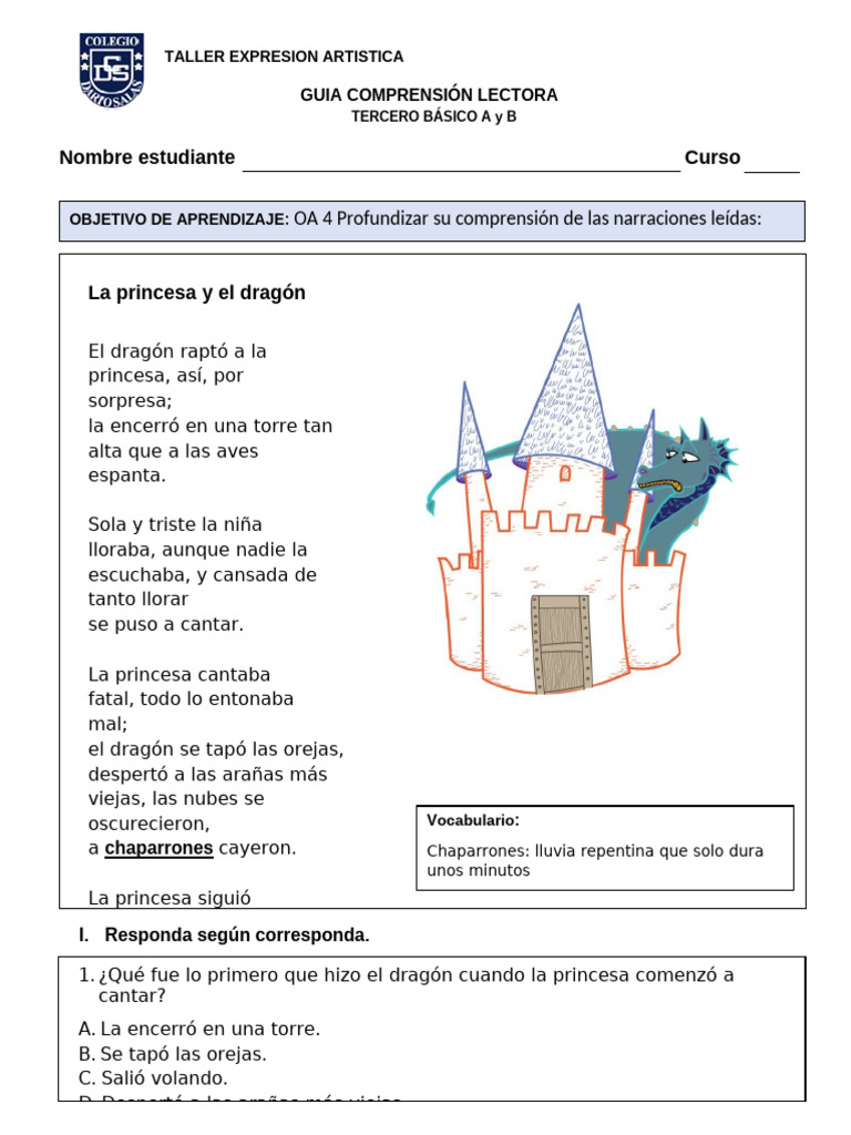 La Princesa y El Dragon Taller Expresion | PDF