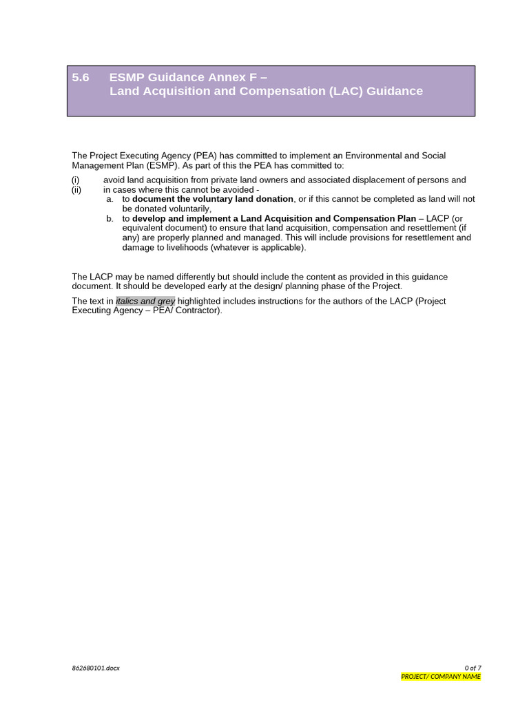 5.6 - ESMP Annex F LAC Guidance | PDF | Income | Economics