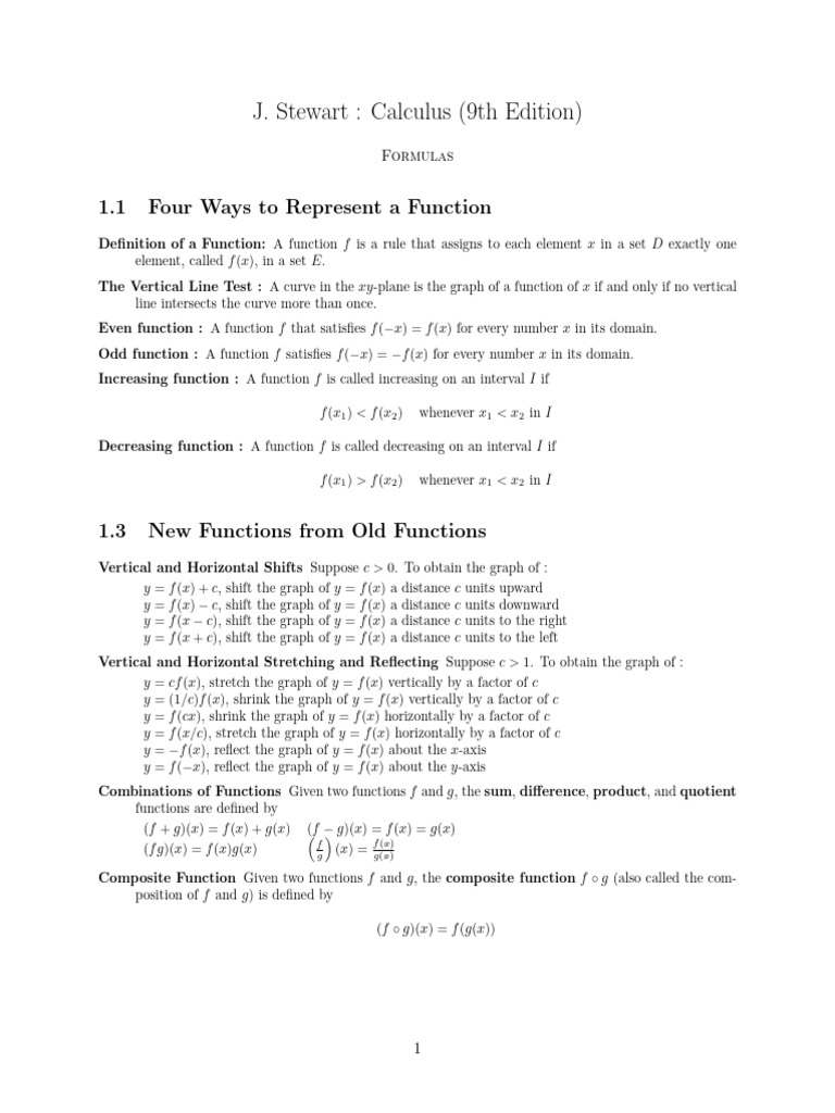 formulas stewart | PDF | Function (Mathematics) | Exponential Function