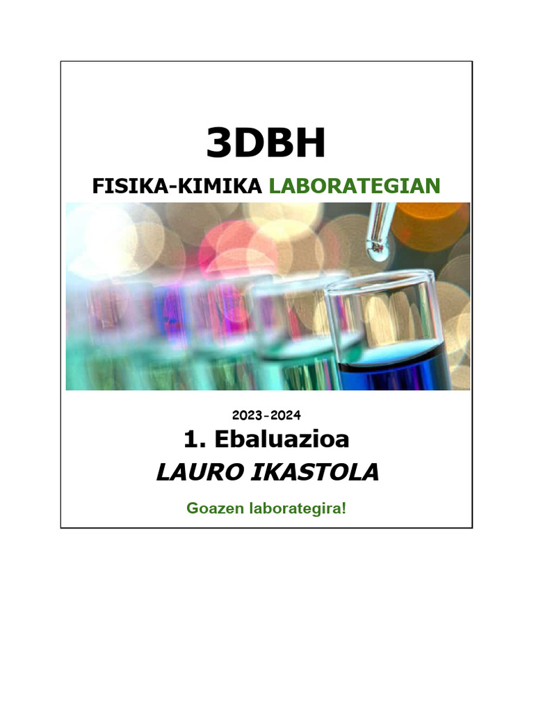 FISIKA-KIMIKAKO PRAKTIKAK DBH3 23-24 1.EBALUAZIOA | PDF