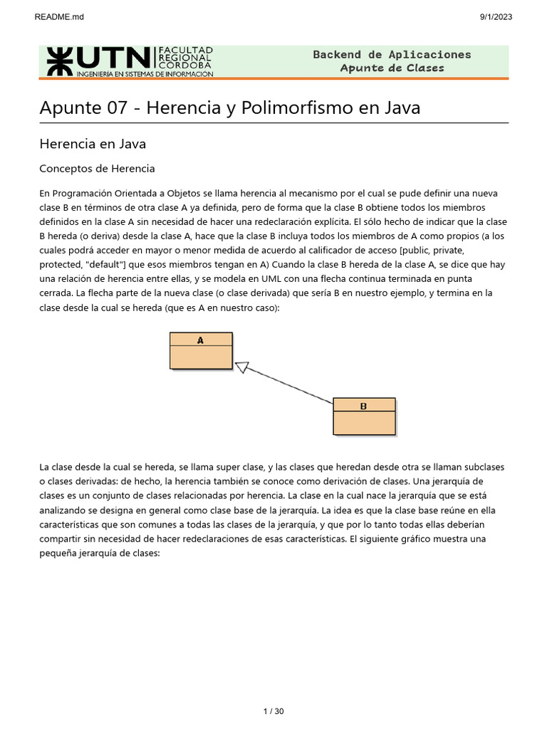 Apunte 07 - Herencia y Polimorfismo en Java | PDF | Herencia (Programación Orientada a Objetos ...