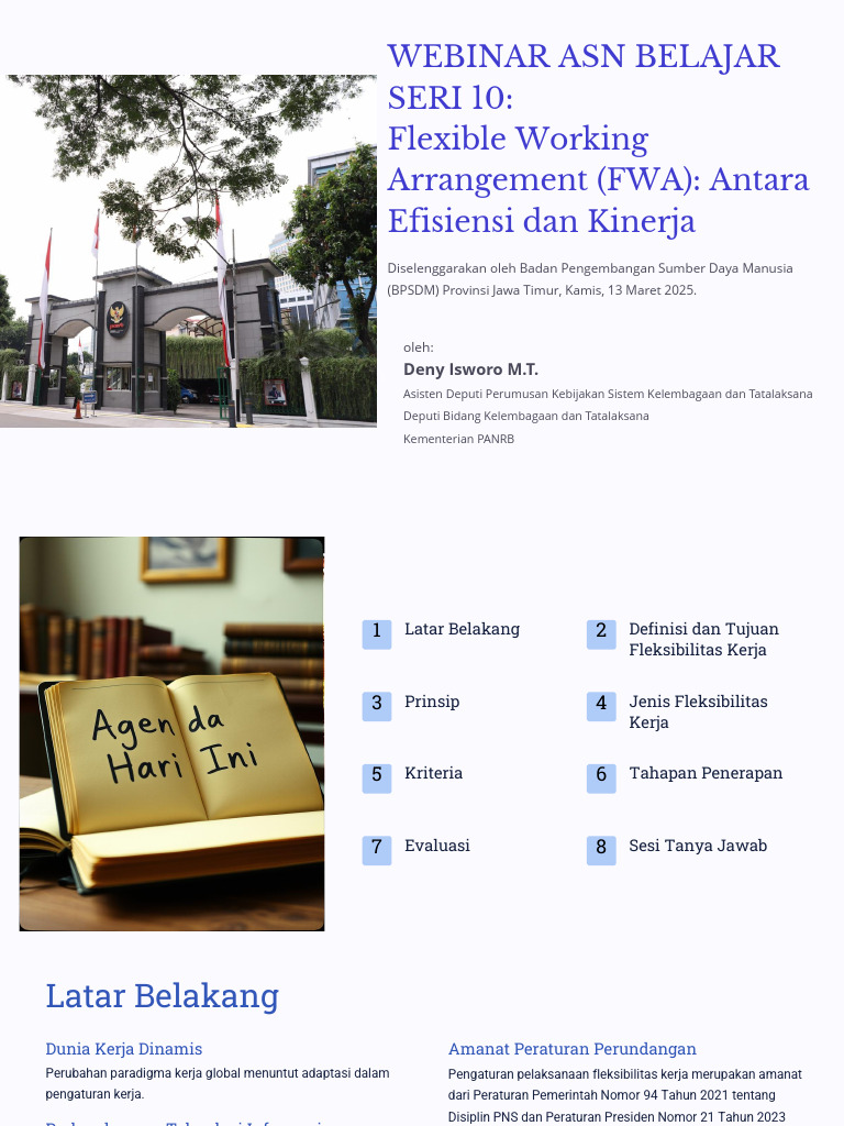SL WEBINAR-ASN-BELAJAR-SERI-10-Flexible-Working-Arrangement-FWA-Antara-Efisiensi-dan-Kinerja | PDF