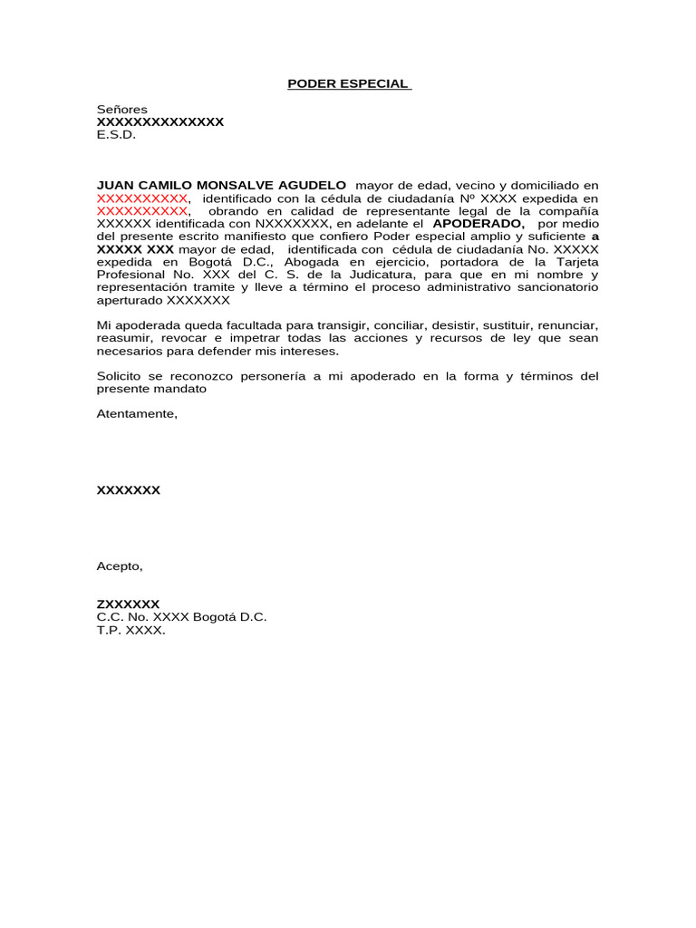 Poder Especial para Abogado | PDF