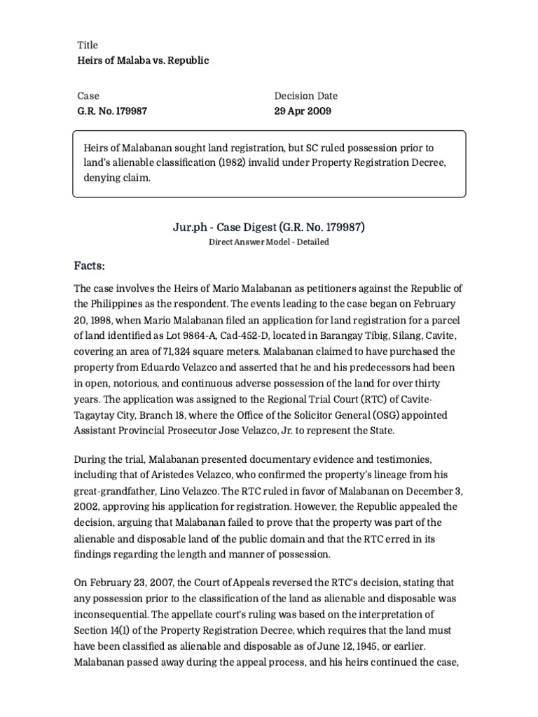 Heirs-of-Malaba-vs Republic of The Philippines | PDF | Appeal | Common Law