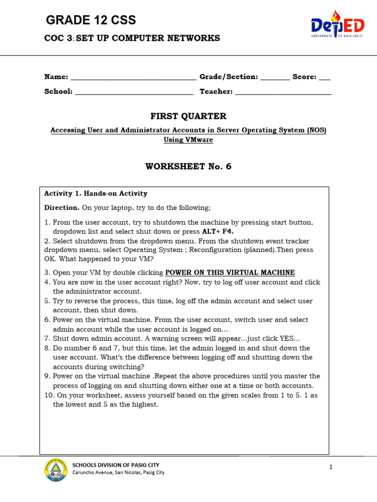 TVL - CSS 12 - Q1 - DW6 | PDF | Virtual Machine | V Mware