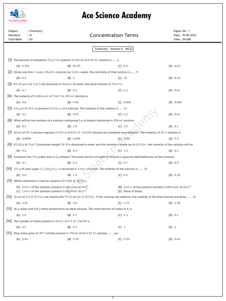 Concentration Terms 1692447969 | PDF | Concentration | Molar Concentration