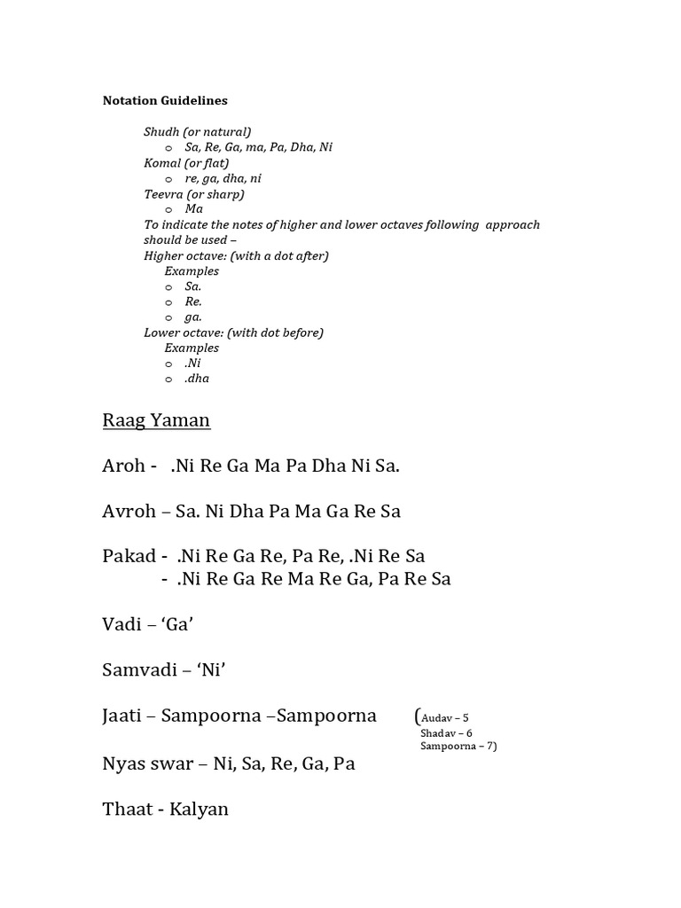 Raag Yaman Aalap and Taan | PDF