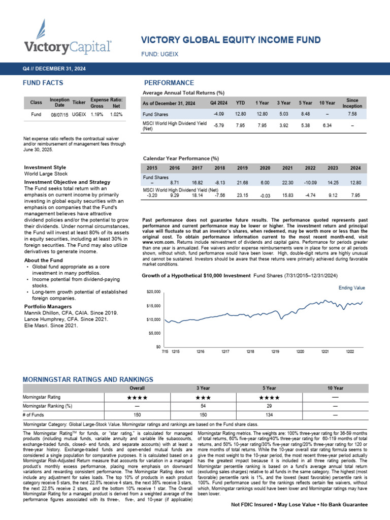 Victory Global Equity Income Fund Overview | PDF | Investing ...