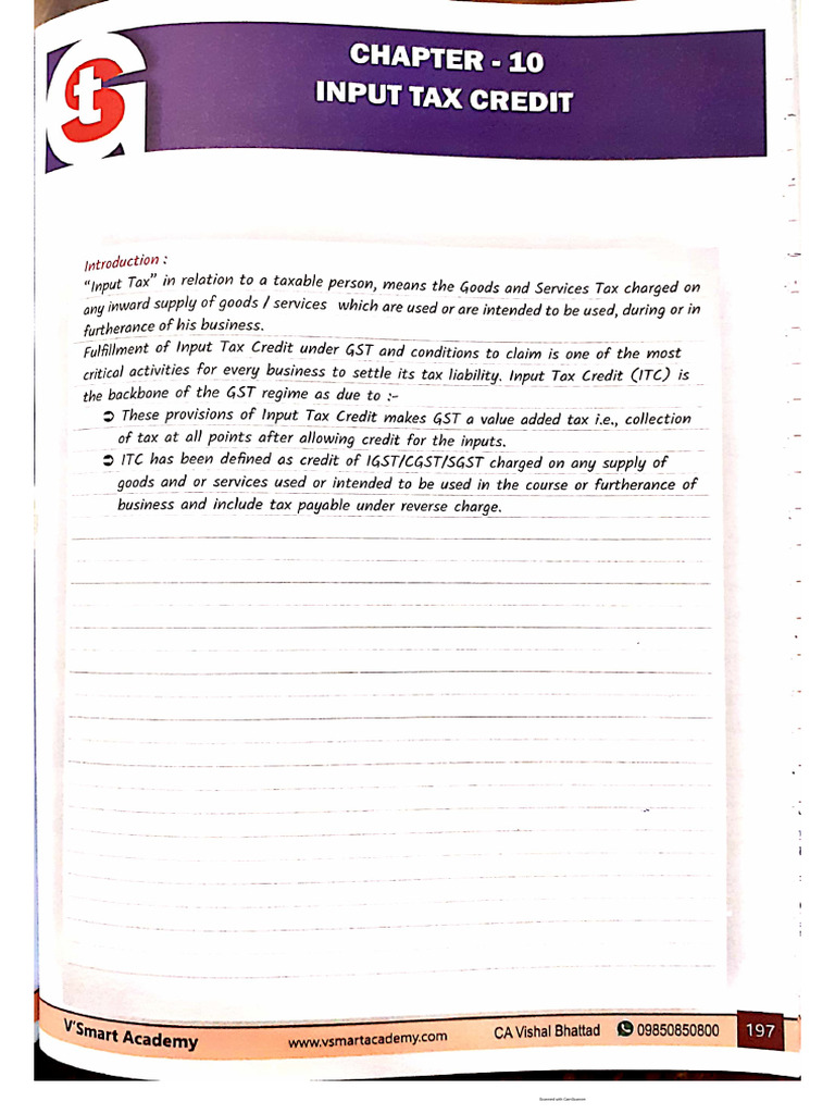 Input Tax Credit | PDF