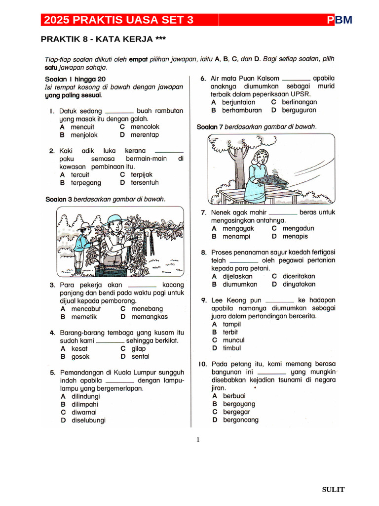 2025 PRAKTIS UASA BAHAGIAN A Set 3 | PDF