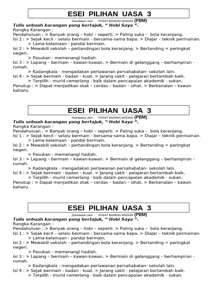 ESEI PILIHAN UASA 3 (UPDATED) - Hobi Saya | PDF