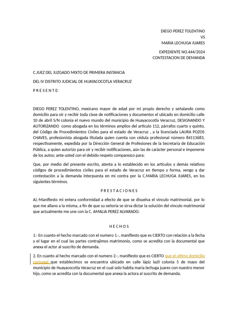 MARIA LECHUGA Contrademanda | PDF | Demanda judicial | Justicia