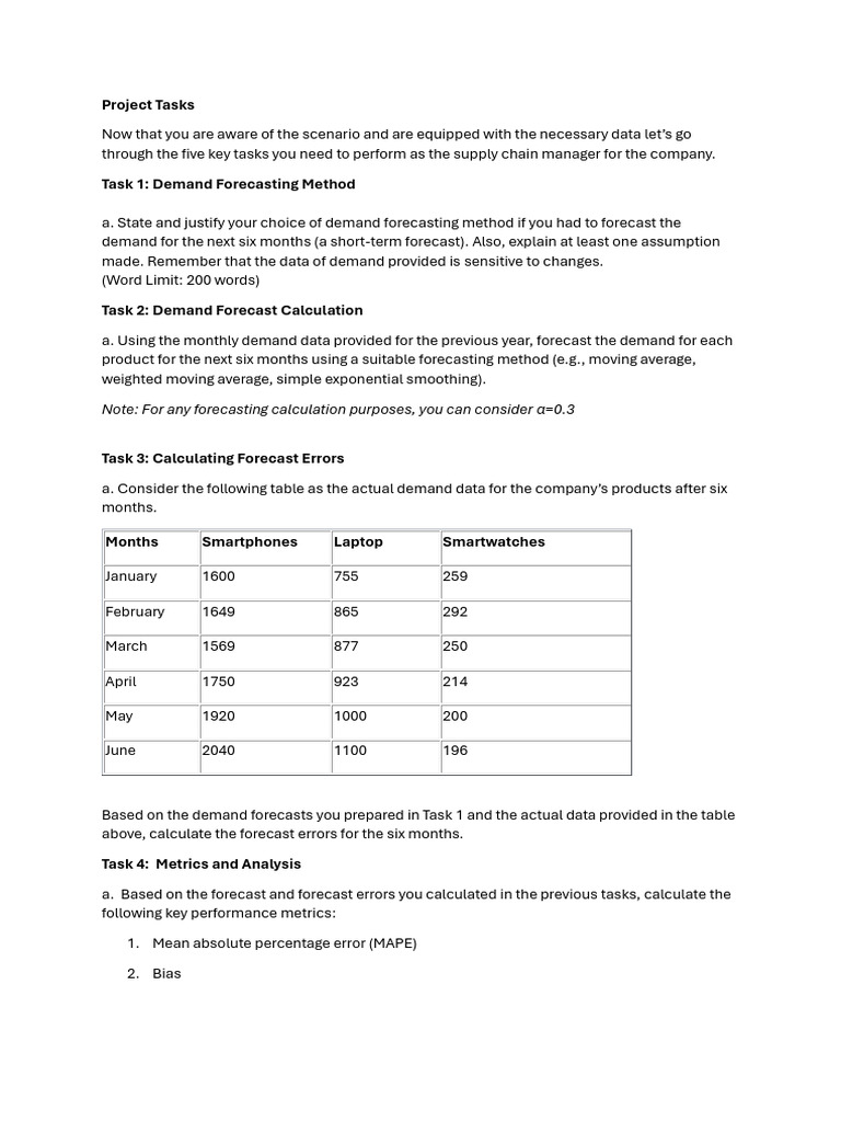 Project Tasks (Questions) | PDF