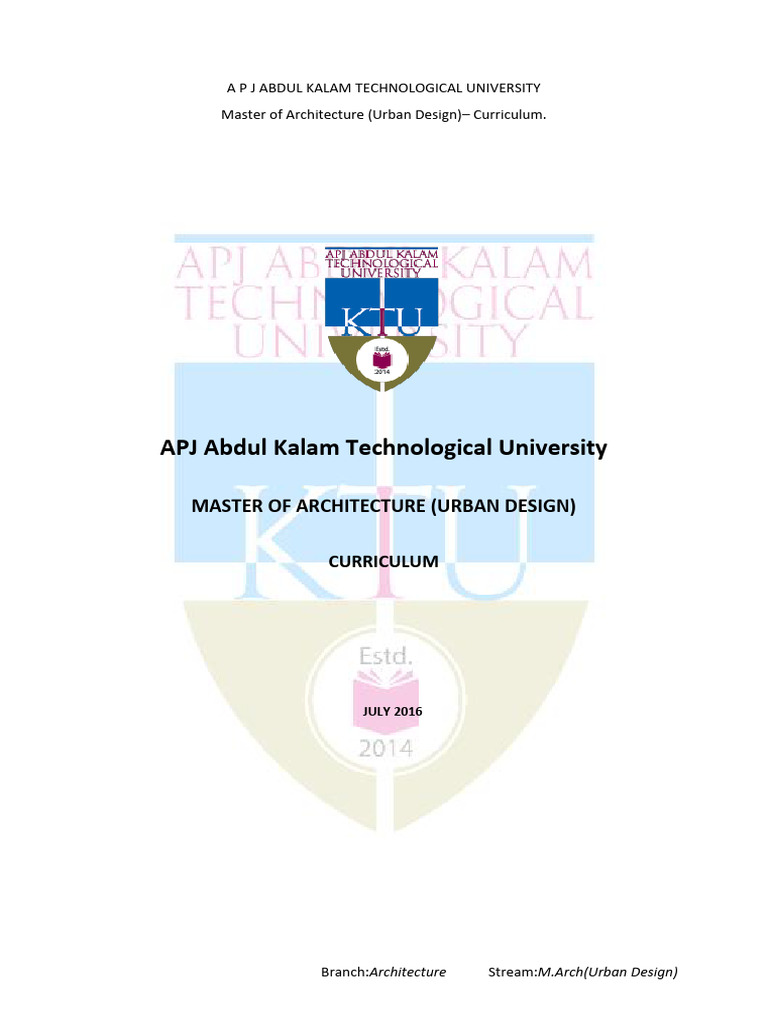 M.Arch Urban Design Curriculum Overview | PDF | Statistics | Space