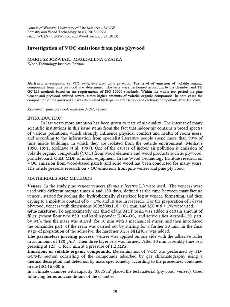 Investigation On VOC Emissions From | PDF | Volatile Organic Compound ...