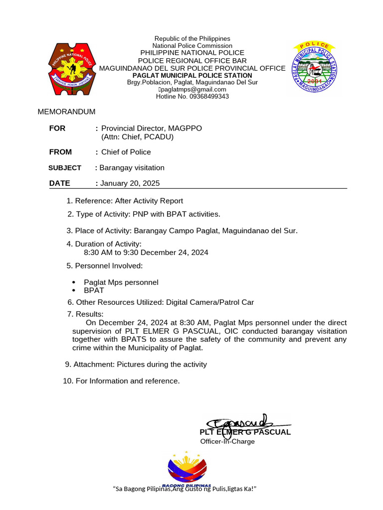 BPATs Monthly Dec - January, 2025 | PDF | Philippines | Law Enforcement