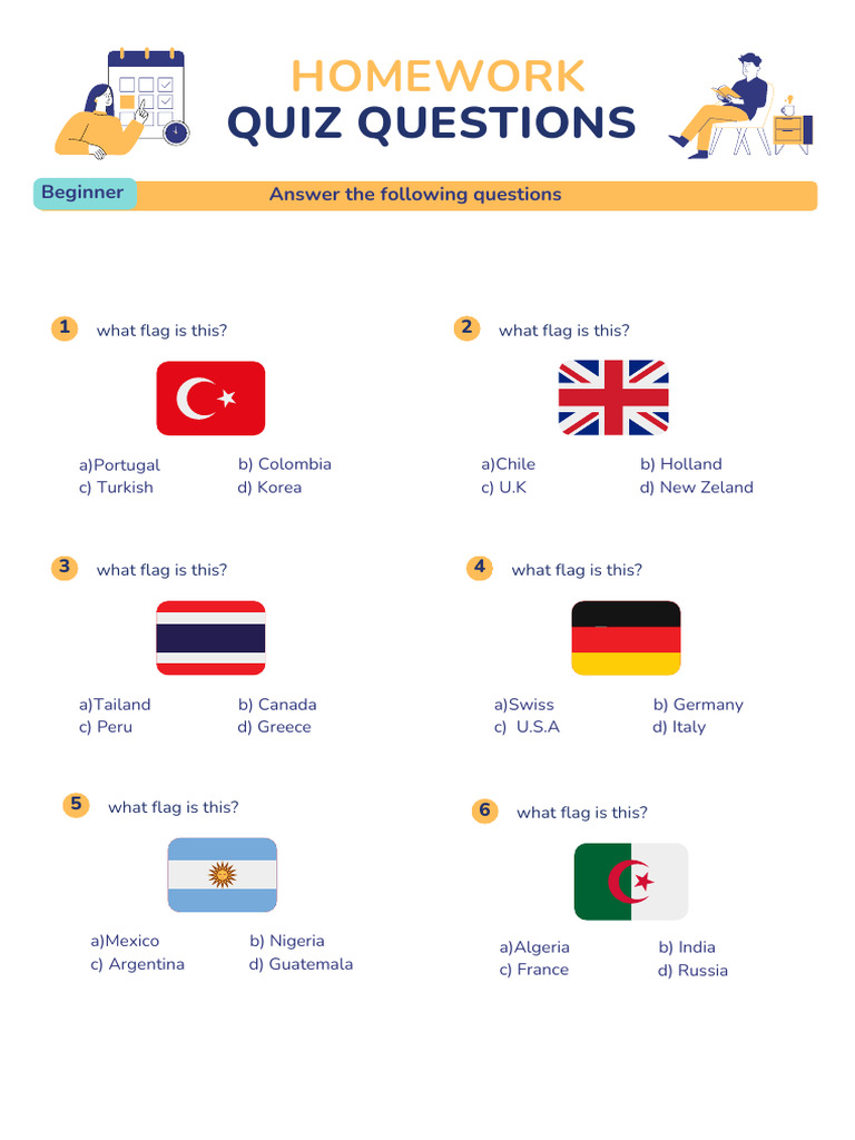 Daily Life Multiple Choice Quiz Worksheet in Orange Simple Style | PDF