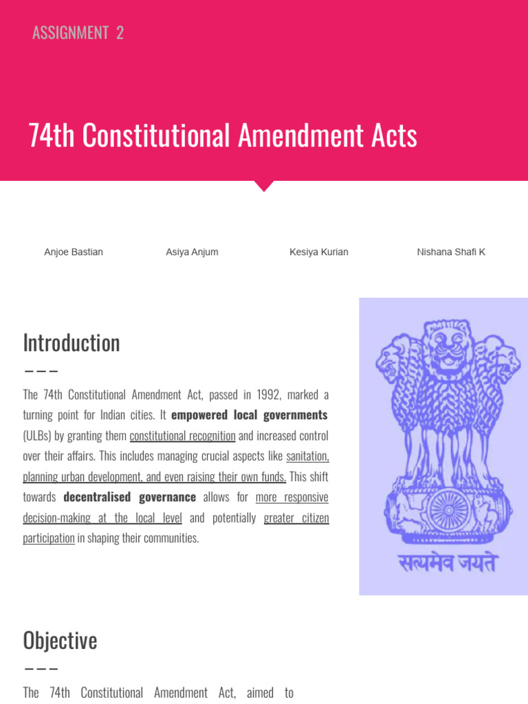 74th Constitutional Amendment Acts | PDF | Governance | Government