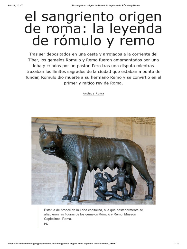 El Sangriento Origen de Roma - La Leyenda de Rómulo y Remo | PDF ...