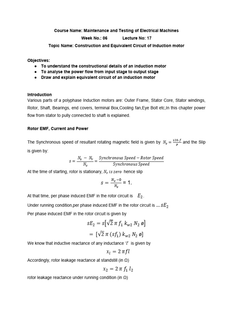 Lecture 17_Induction Motor | PDF | Electric Motor | Electrical Components