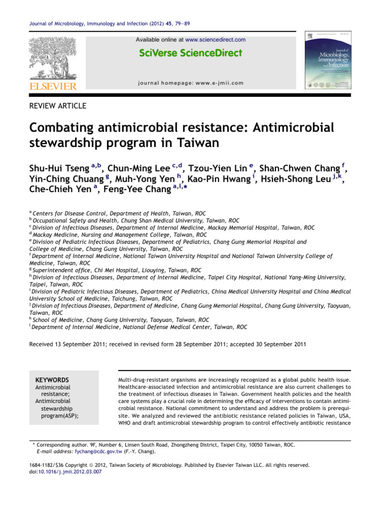 Combating Antimicrobial Resistance Antimicrobial Stewardship Program in Taiwan - 2012 | PDF ...
