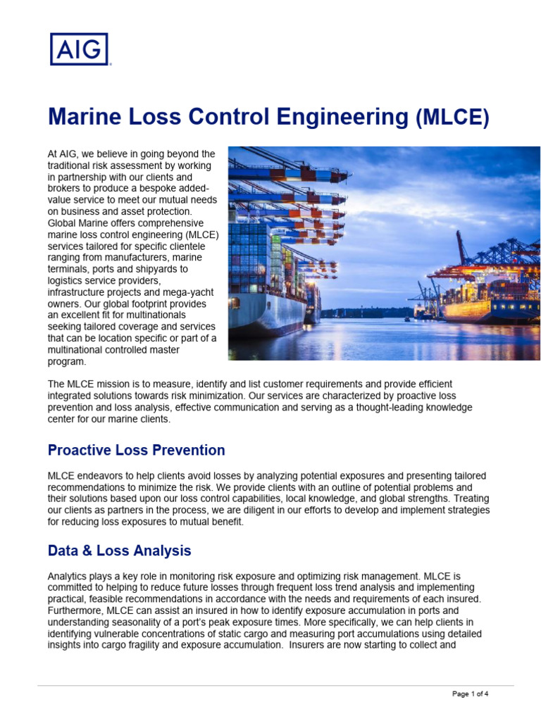 AIG Marine Loss Control Engineering | PDF | Insurance | Risk Management