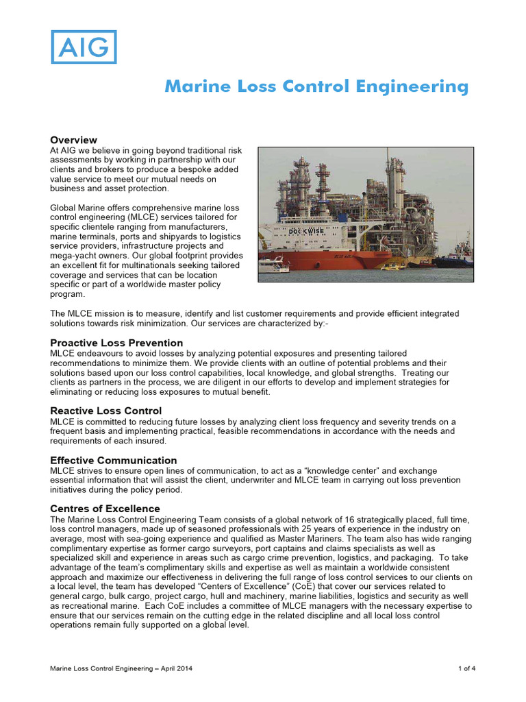 Marine Loss Control Engineering | PDF | Cargo | Risk
