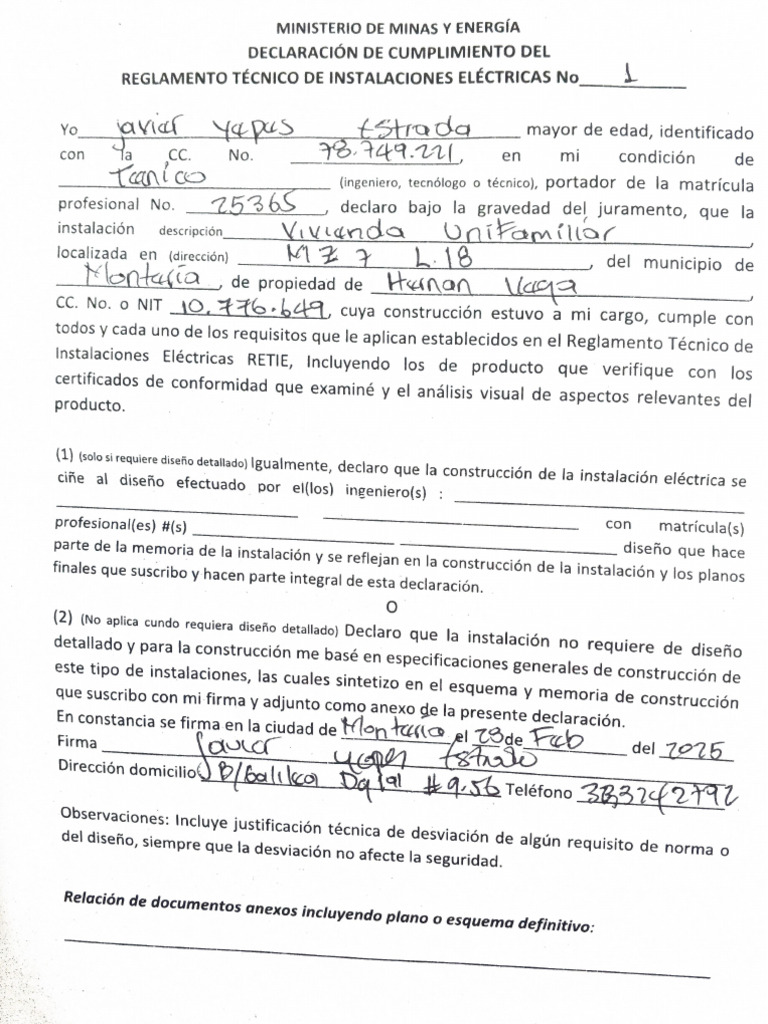 certificado retie | PDF