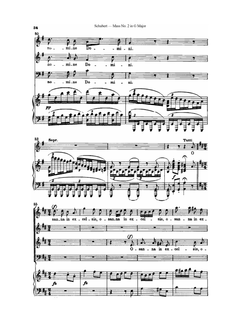 Hosanna - Coro Misa en Sol Schubert | PDF