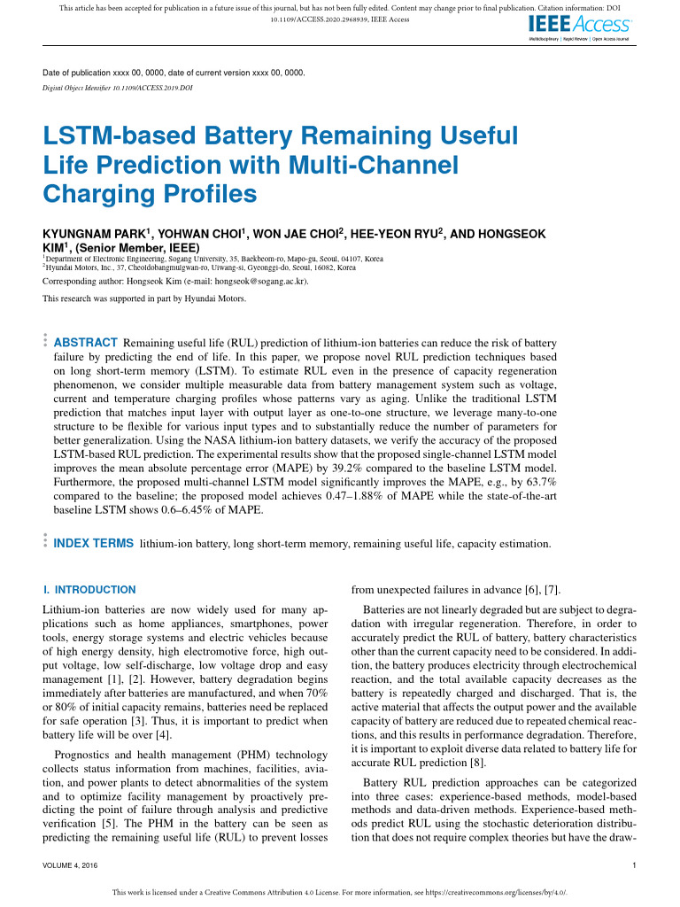 LSTM for Lithium-Ion Battery RUL Prediction | PDF | Lithium Ion Battery ...