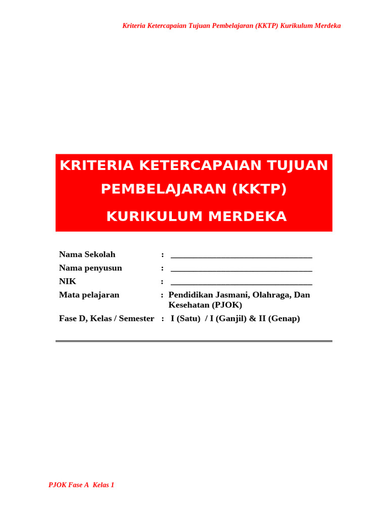 KKTP Kurikulum Merdeka | PDF