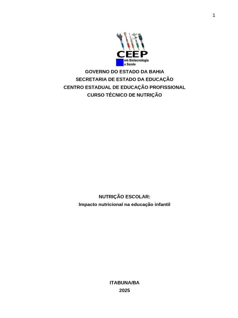 Modelo de Tcc 2024 Ceep[1] 1 | PDF | Aprendizado | Comer